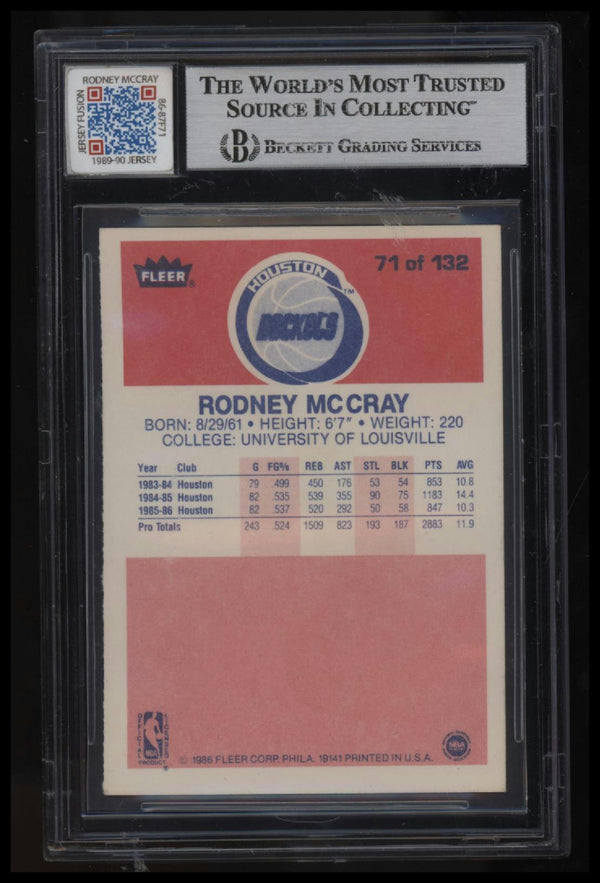 1986-87 Fleer Rodney McCray RC BGS Authentic Patch Auto